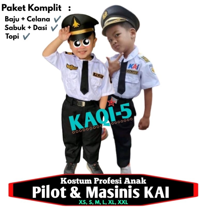 Jual Baju profesi anak masinis KAI kereta api dan pilot kostum seragam ...