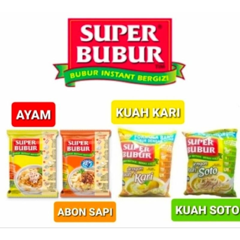 Jual SUPER BUBUR SACHET KUAH KARI / KUAH SOTO / AYAM / ABON SAPI 46 ...