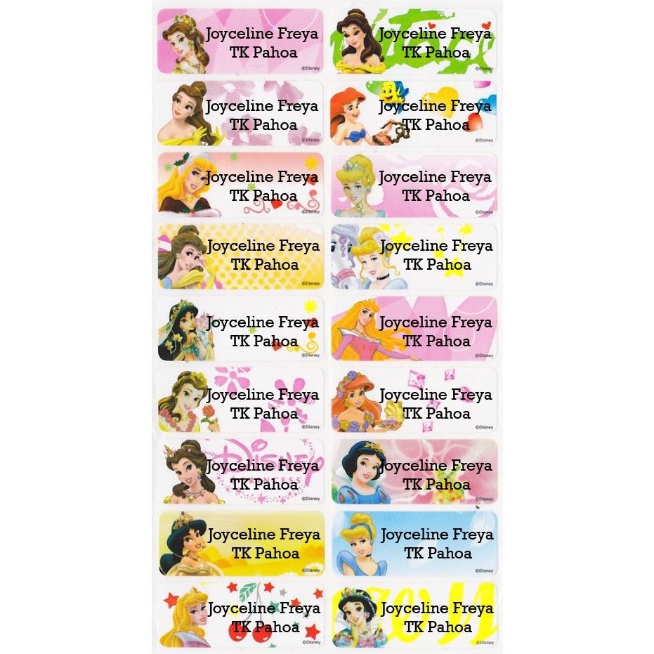 Jual Sticker / Label Nama Waterproof - Princess | Shopee Indonesia