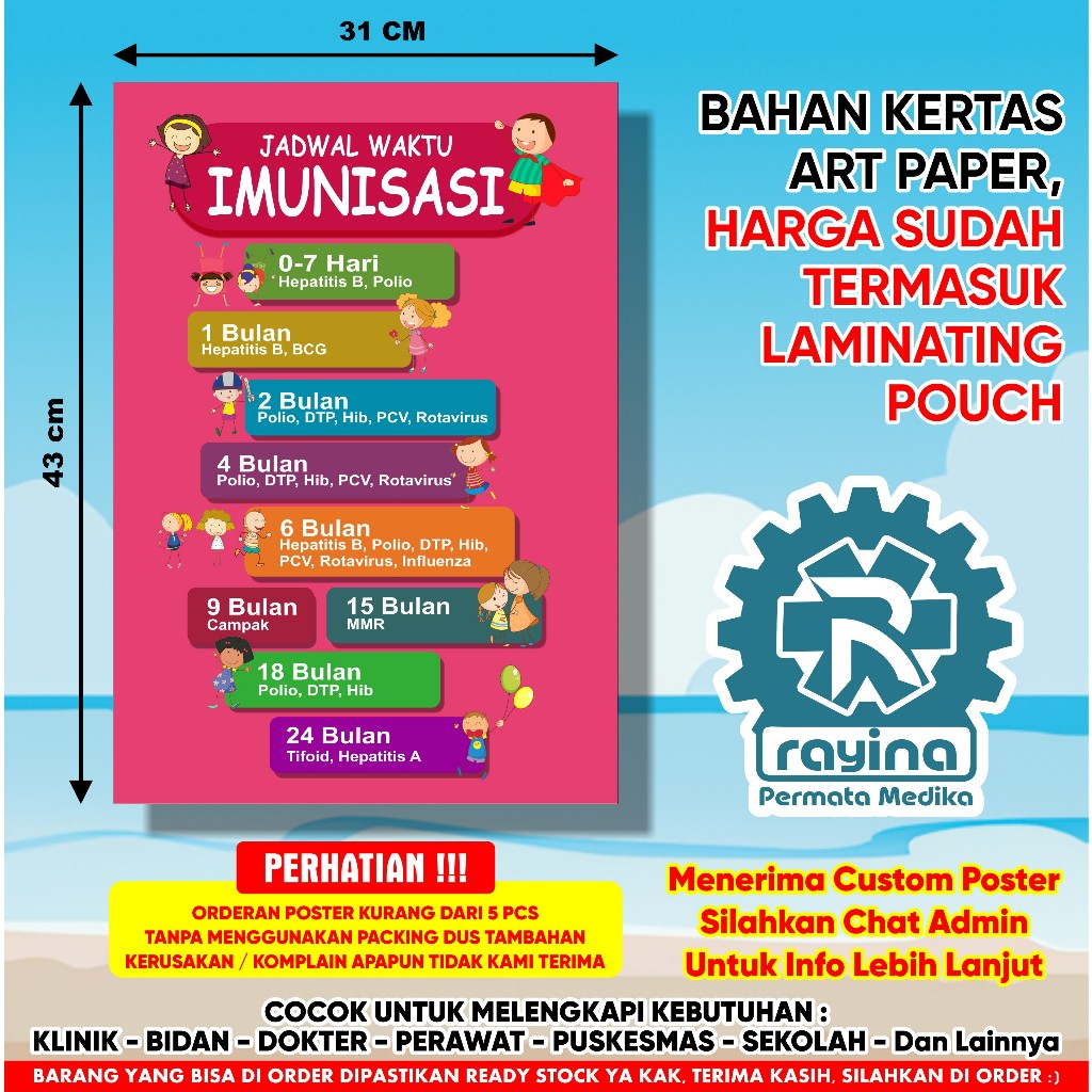 Jual Poster Kesehatan Jadwal Waktu Imunisasi | Shopee Indonesia