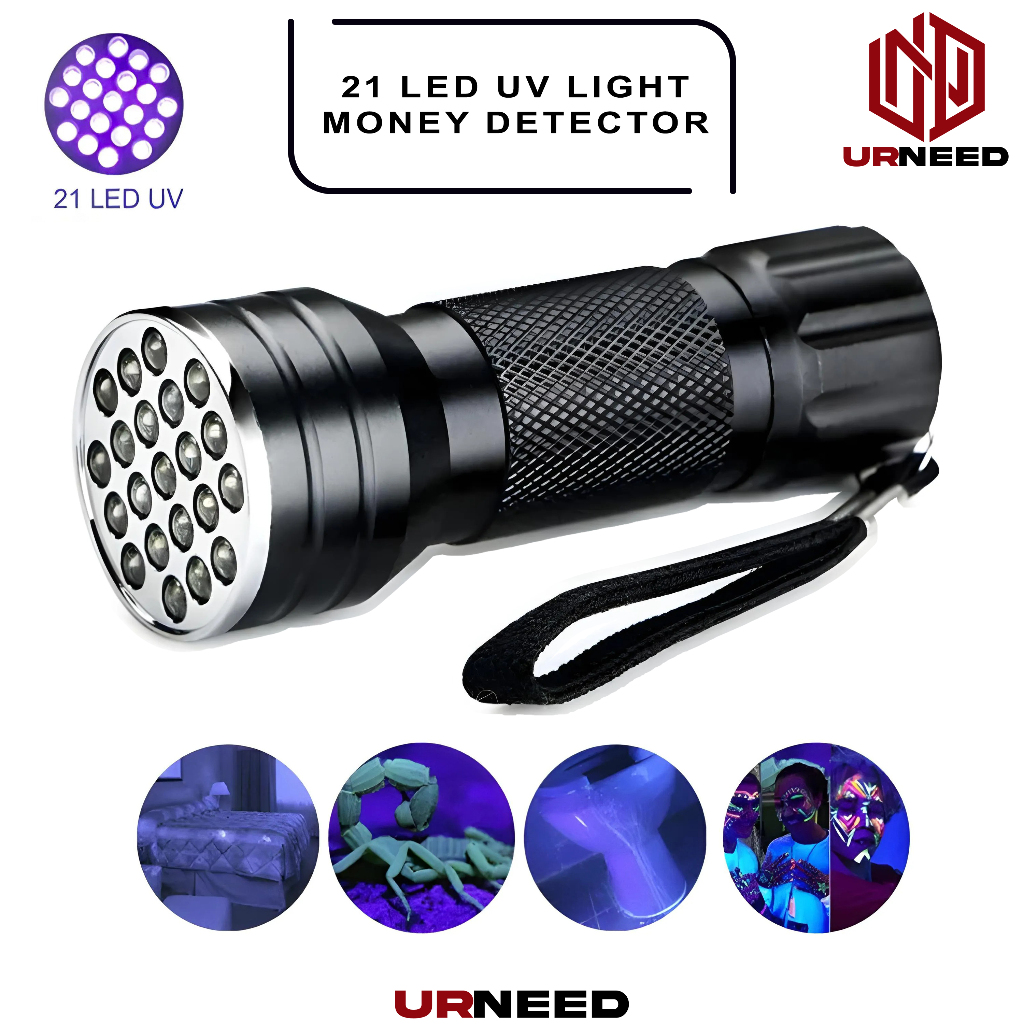 Jual Senter UV Lampu Ultraviolet 21 LED Cahaya Terang Deteksi Uang ...