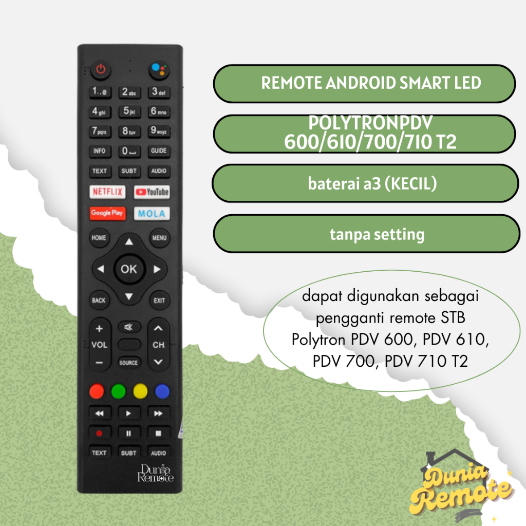 Jual Remote Remote TV POLYTRON 81J112 Android Smart LED LCD 81i960 PLD 32AG9953 PLD 43AG9953 PLD ...