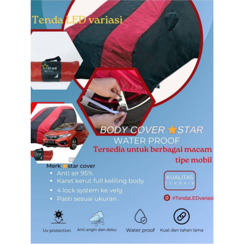 Jual Body Cover mobil 2 warna list merah indoor outdoor water proof ...