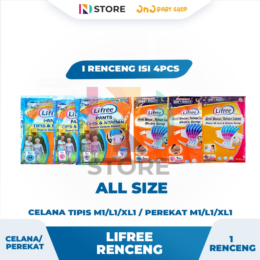 Jual Lifree Renceng Perekat M1/L1/XL1 /Lifree Renceng Celana Tipis M1 ...