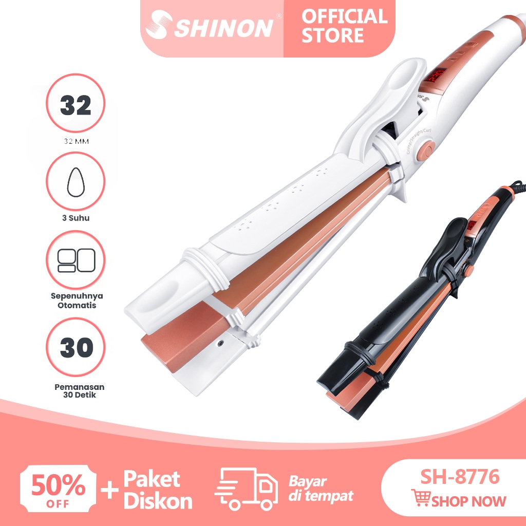 Jual SHINON SH-8776 Catokan 3 IN1 Pelurus dan Pengeriting Rambut - Hair Beauty Set / Catokan ...