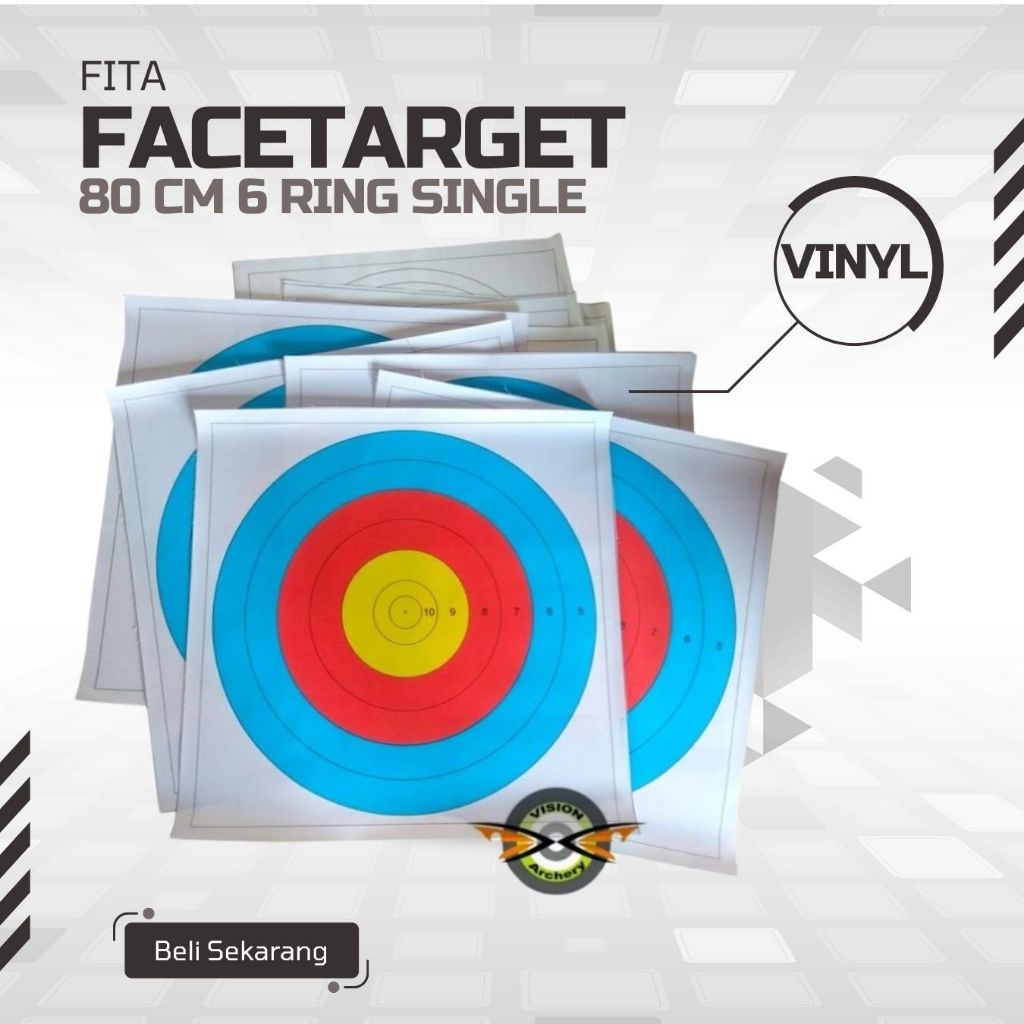 Jual Print Target 80cm 6 Ring Single Fita Target Face Standar / Print ...