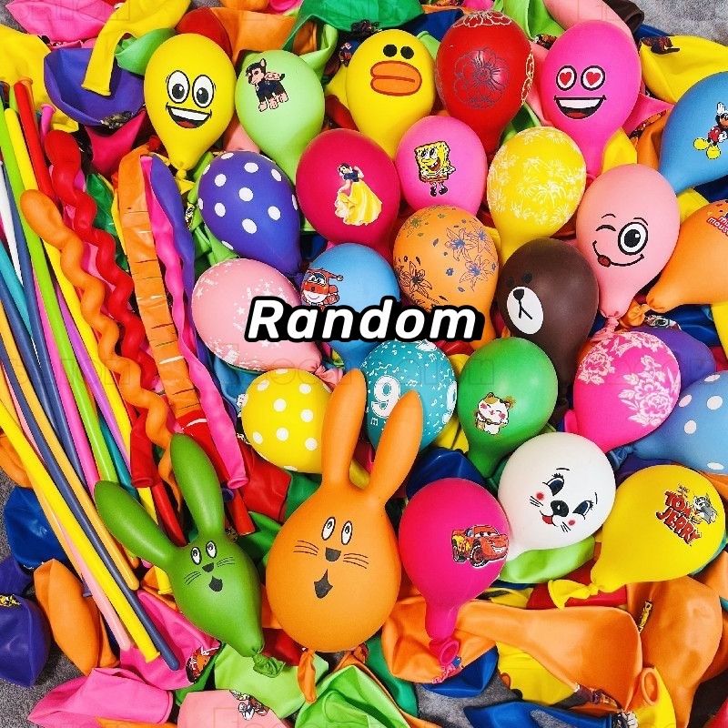 Jual balon latex motif karakter balon cacing Isi 50 /random campur ...