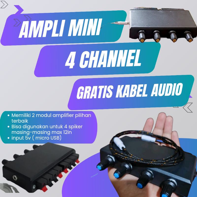 Jual ampli mini 4 channel amplifier untuk 4 spiker | Shopee Indonesia