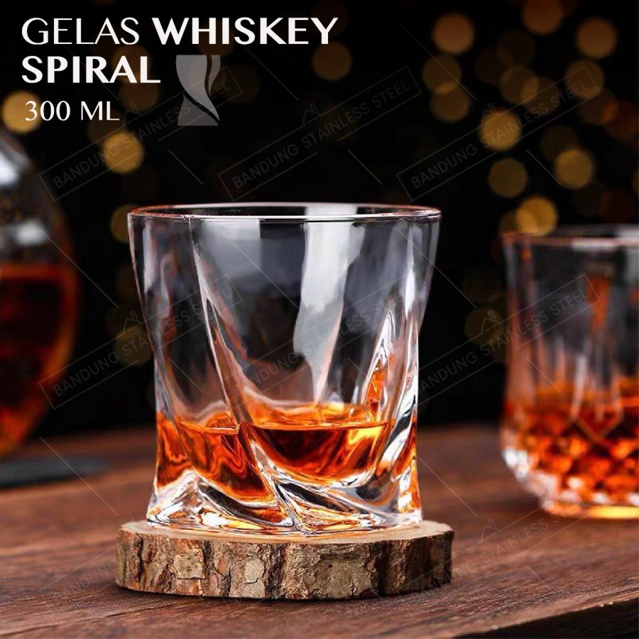 Jual Gelas Whiskey Glass Kaca Whisky Sprial Kapasitas 300ml | Shopee Indonesia