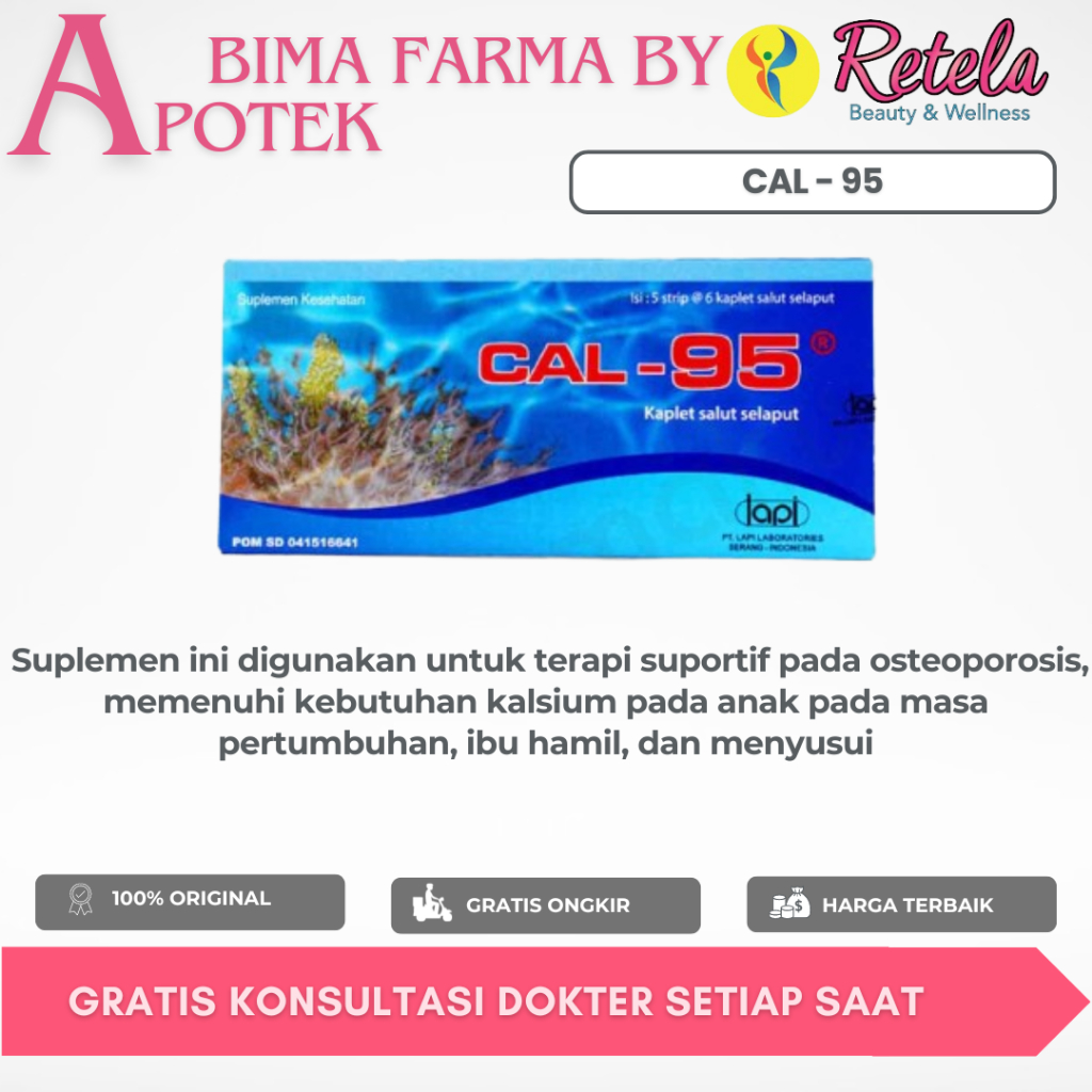 Jual Cal - 95 1 Box 5 Strp 6 Kaplet / Vitamin Tulang dan Sendi | Shopee ...