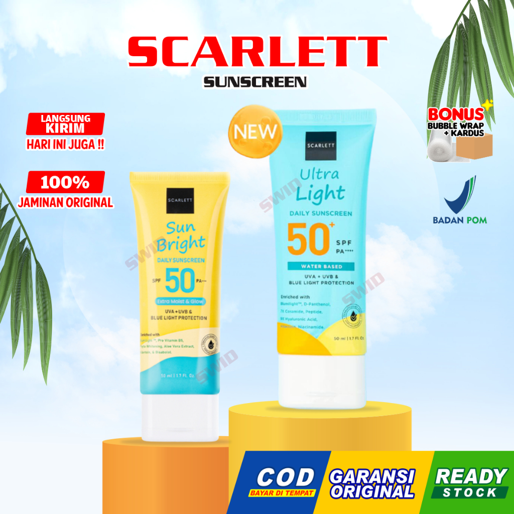 Jual Scarlett Whitening Sunscreen Sun Bright Daily SPF 50 PA ...