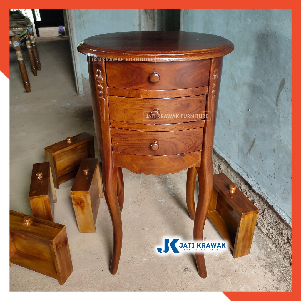 Jual Meja cempolong rantang nakas cumi oval dekorasi kayu jati | Shopee ...