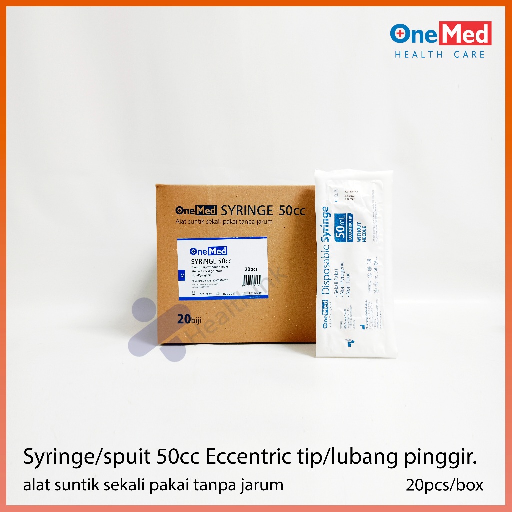 Jual Onemed Syringe 50cc Lubang Pinggir/ Eccentric Tip Spuit 50ml Tanpa ...
