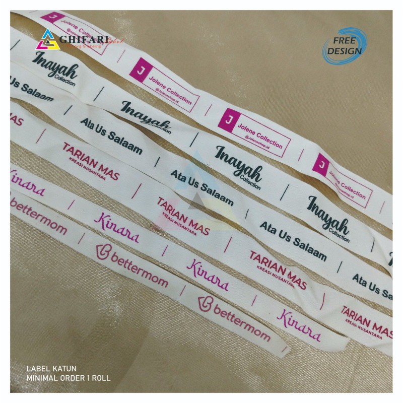 Jual label katun imfort ( 100 pcs FREE DESAIN ) / label hijab murah ...