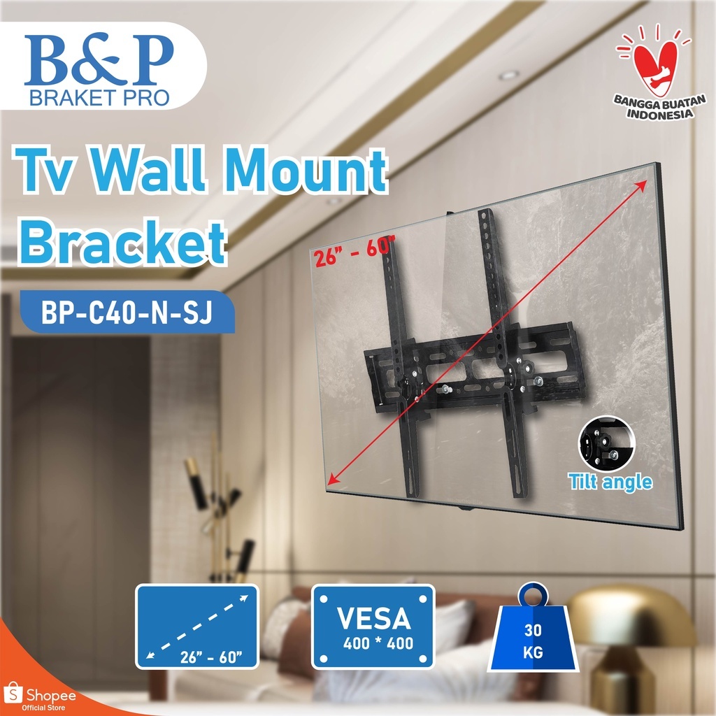 Jual B&P Bracket Pro BP-C40-N-SJ Bracket Braket TV Tilt 23 24 26 28 32 ...