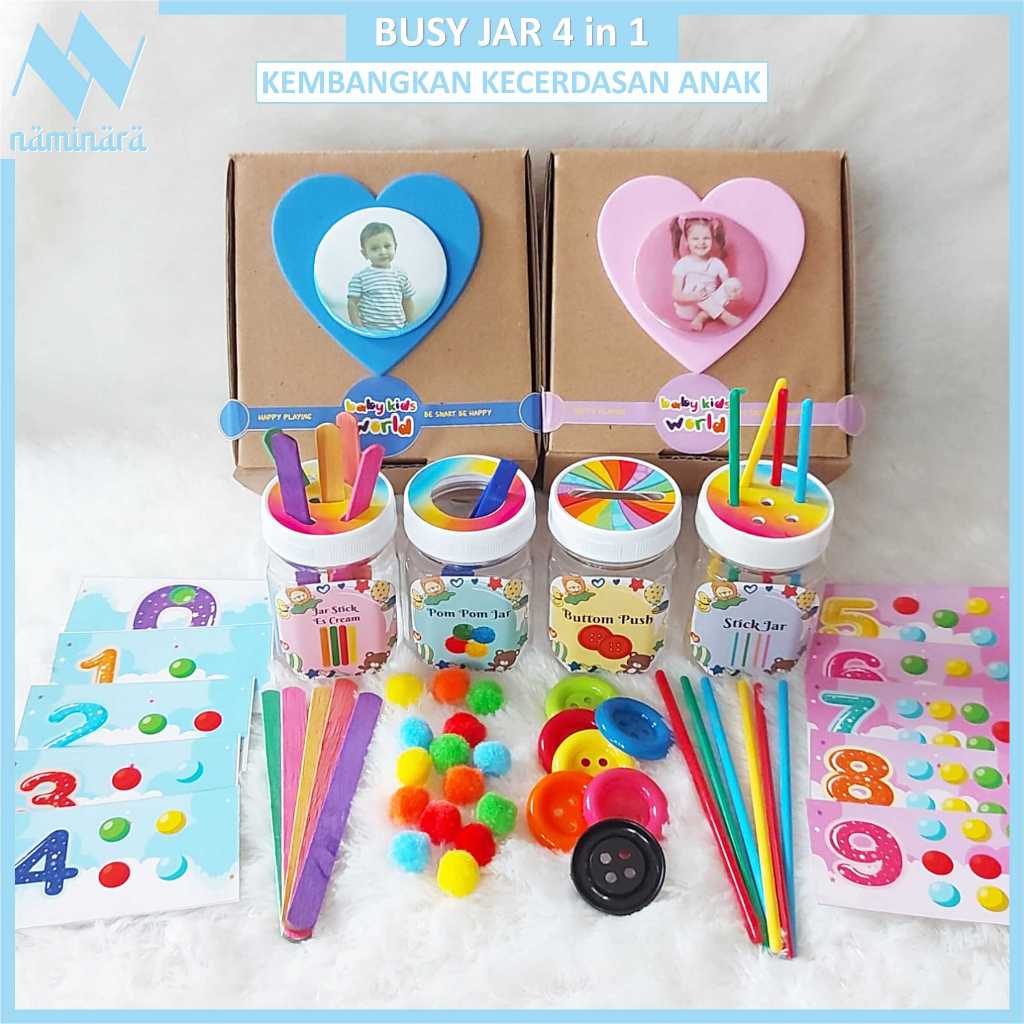 Jual BUSY JAR 4iN1 Montessori Play Sensory Jar Mainan Edukasi Anak ...