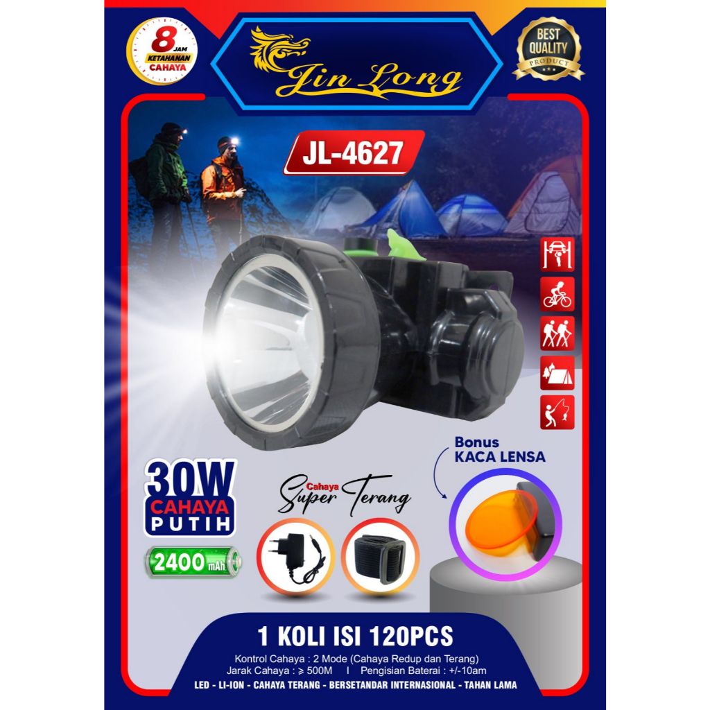 Jual SENTER KEPALA HEADLAMP JL-4627 30W RING 48 CAHAYA SUPER TERANG | Shopee Indonesia