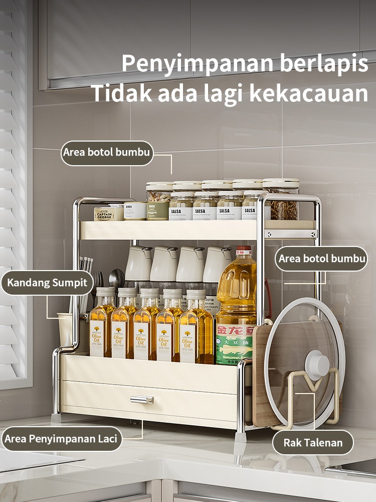 Jual Rak Bumbu Dapur Stainless Steel Rak Bumbu dengan Laci Rak Dapur ...