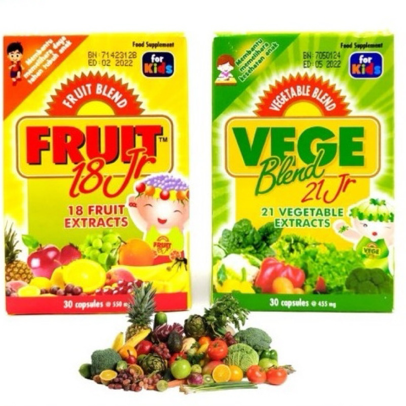 Jual Vegeblend 21 junior 21 jenis sayuran-30 kapsul dan Fruit blend 18 ...