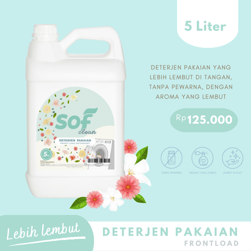 Jual Sof Clean deterjen laundry cair 5 liter , sabun cuci baju untuk ...