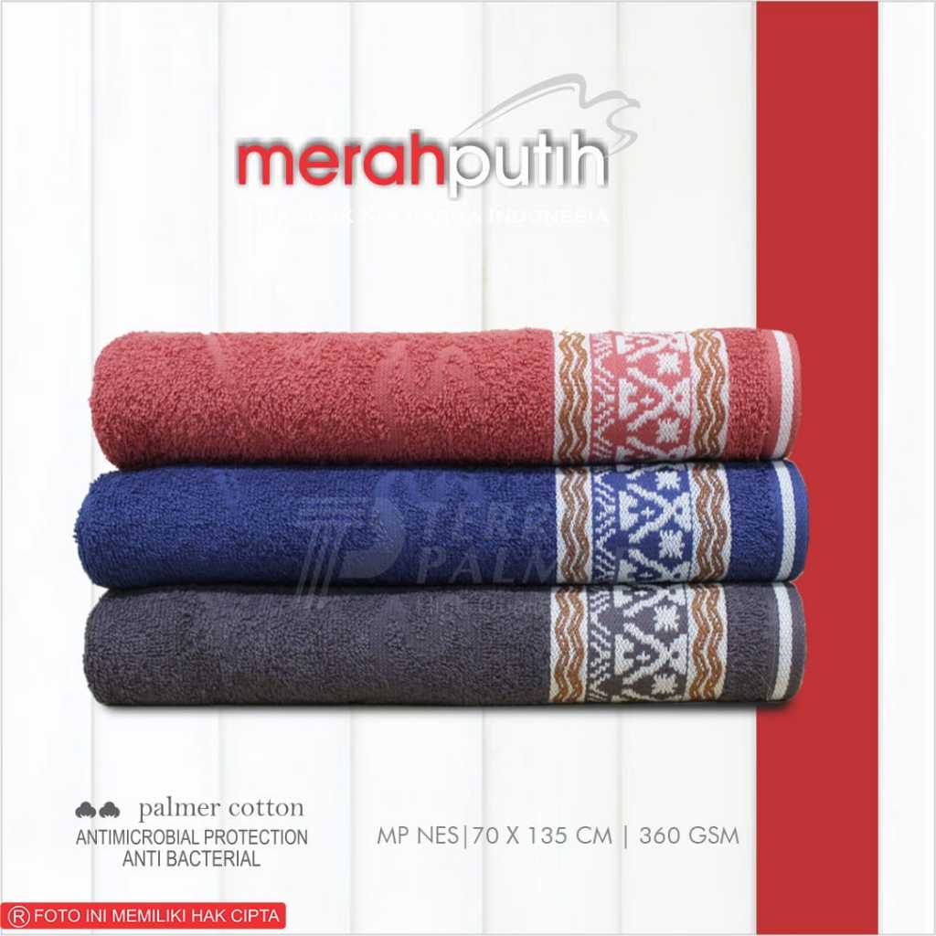 Jual Handuk Mandi Dewasa Terry Palmer Murah / Towel Merah Putih Motif ...