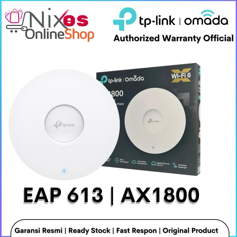 Jual TP-Link EAP 613 ( 1 PACK ) - Omada AX1800 Easly Ceiling Mount WiFi 6 Access Point | Shopee ...