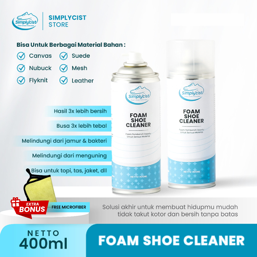 Jual Simplycist Foam Shoee Cleaner / Pembersih Sepatu Instan Tanpa Air ...