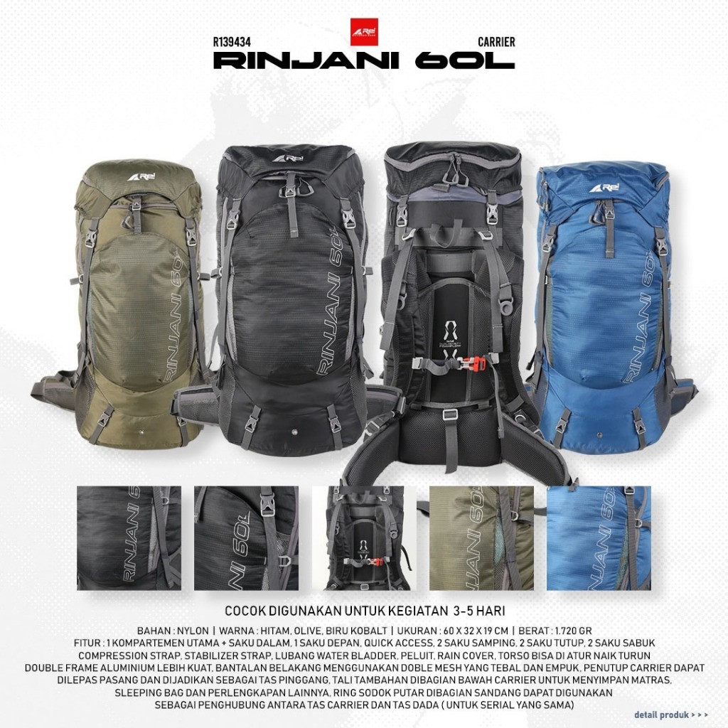 Jual Tas Carrier Rinjani 60L Arei Outdoorgear | Shopee Indonesia
