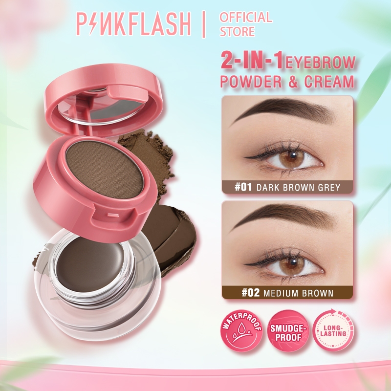 Jual PINKFLASH 2-in-1 Eyebrow Cream & Powder Gel pomade kosmetik alis ...