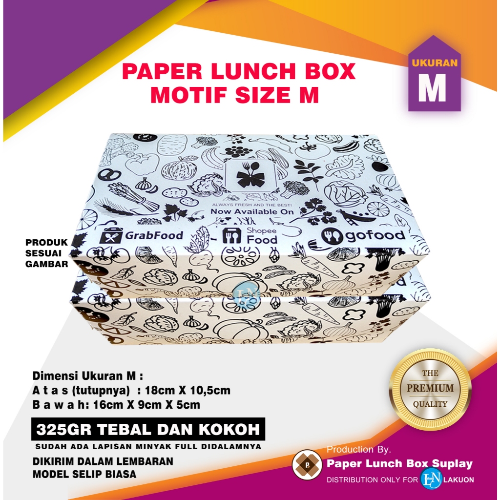 Jual PAKET 50 PCS PAPER LUNCH BOX PUTIH MOTIF | Shopee Indonesia