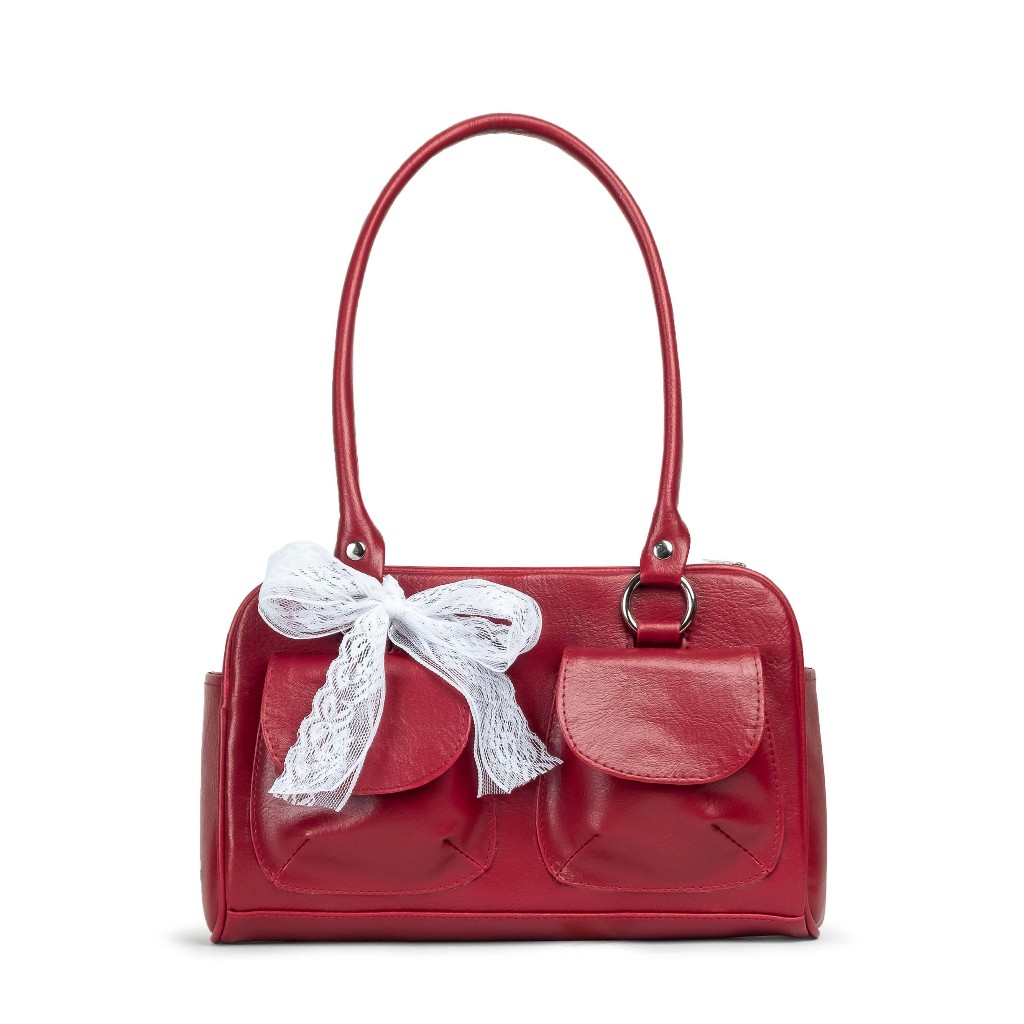 Jual MAGIA Agatha Bag Red Leather Shoulderbag With Coquette Ribbon ...