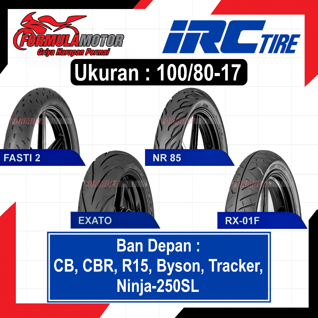 Jual IRC Ring 17 Tubeless 100/80-17 Ban Depan Motor CB, CBR, Ninja SL, Tracker, Byson Tubles ...