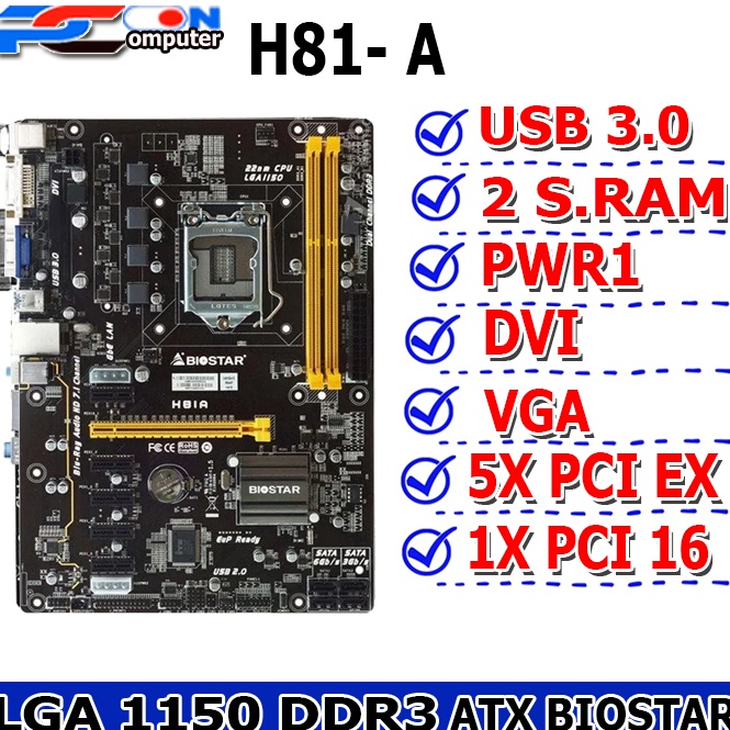 Jual Harga Spesial Mobo Mainboard Motherboard H81 ECS Intel Socket LGA ...