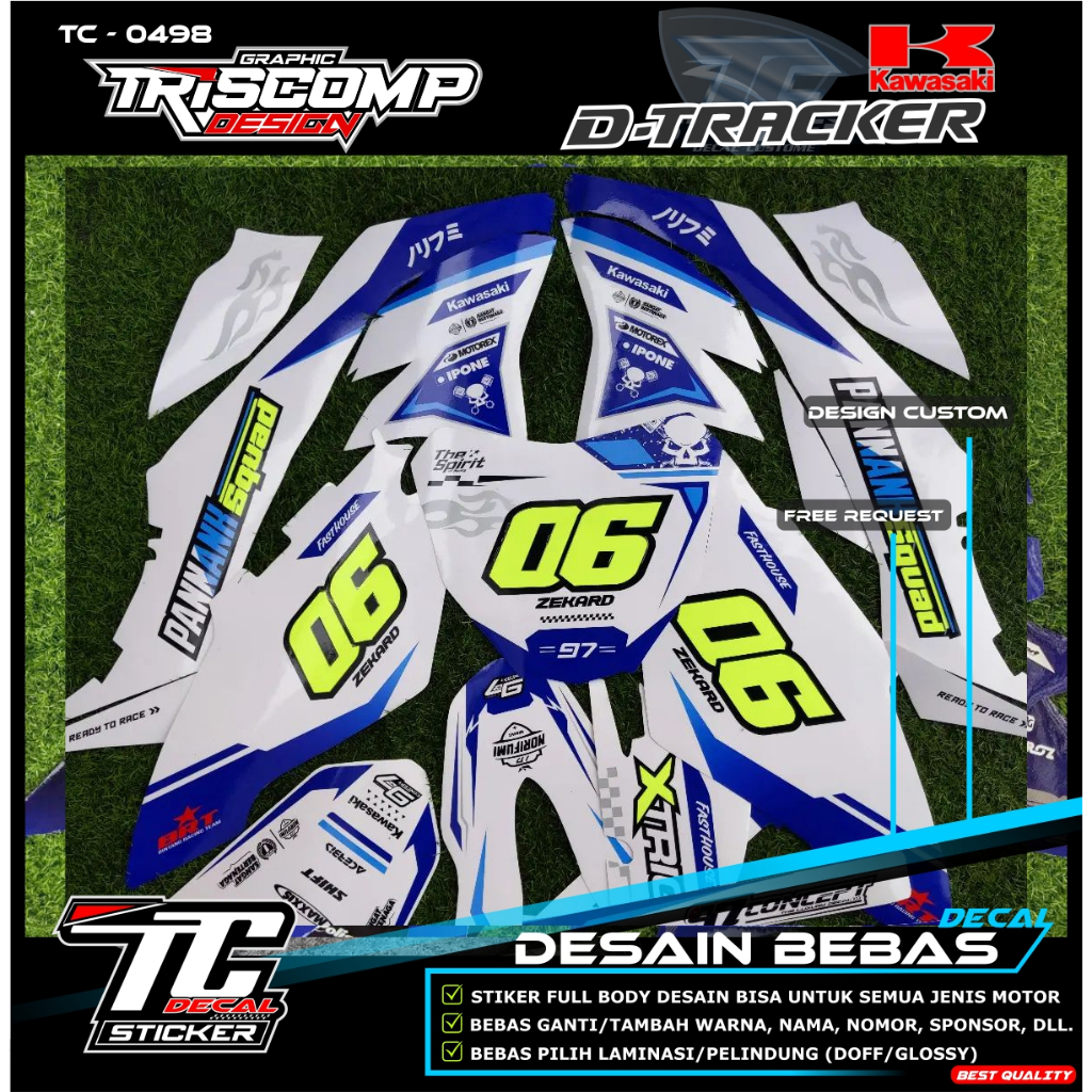 Jual Decal Fullbody dtracker 150 new motif putif list biru kombinasi ...