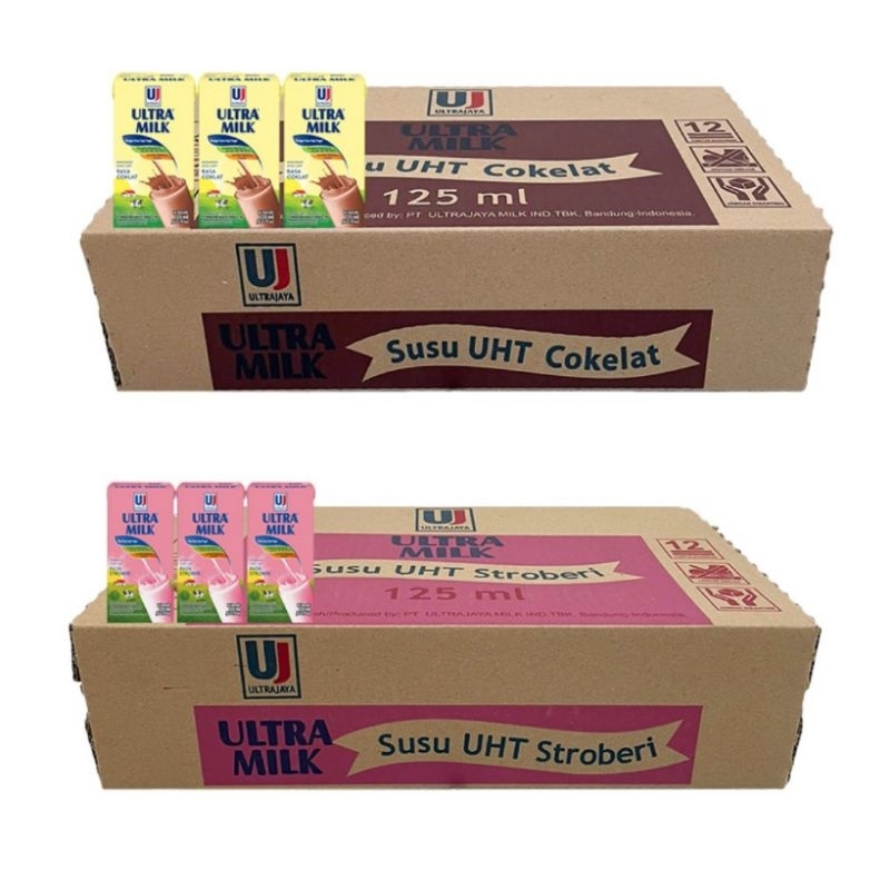 Jual 1 DUS/40 PCS ULTRA MILK SUSU UHT/CAIR RASA COKLAT/STRAWBERRY/STROBERI KEMASAN 125 ML TStore ...