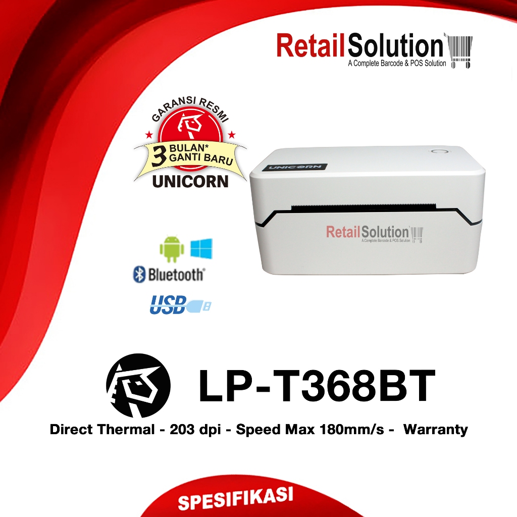 Jual Printer Label Resi Thermal Bluetooth 80mm - Unicorn LP-T368 LPT368BT XPRINTER | Shopee ...