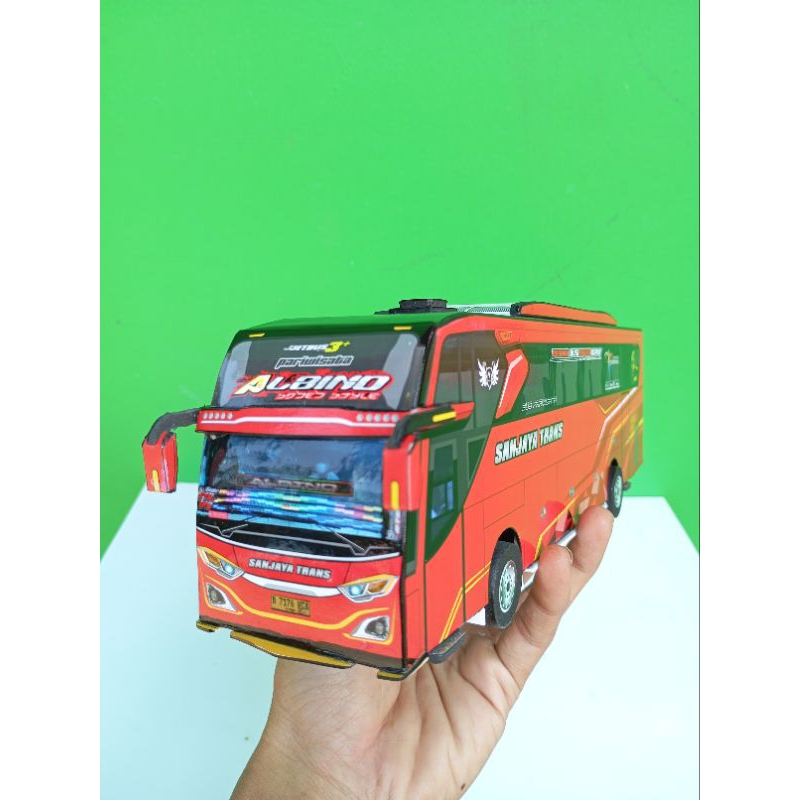 Jual Miniatur Bus ALBINO JB3 Sanjaya Trans Set Hadiah Pajangan Lampu ...