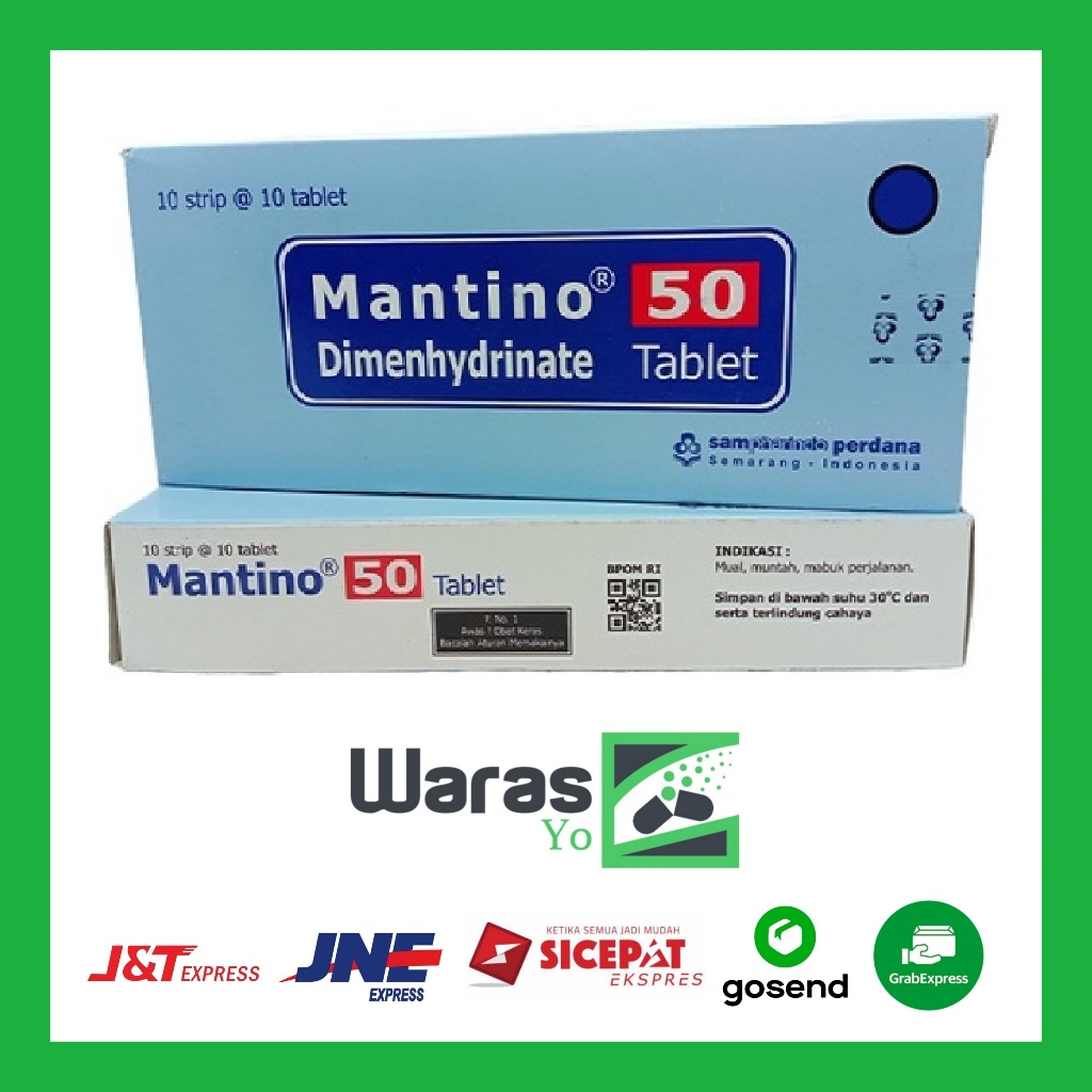 Jual [SW] MANTINO BOX 100 TABLET / DImenhydrinate - Obat Mabuk ...