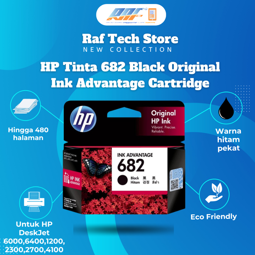 Jual [High Quality] HP Tinta 682 Black Original Ink Advantage Cartridge ...