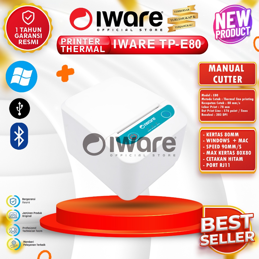 Jual Printer Thermal Iware TP-E80 80mm Rj11 Windows Mac Dekstop ...