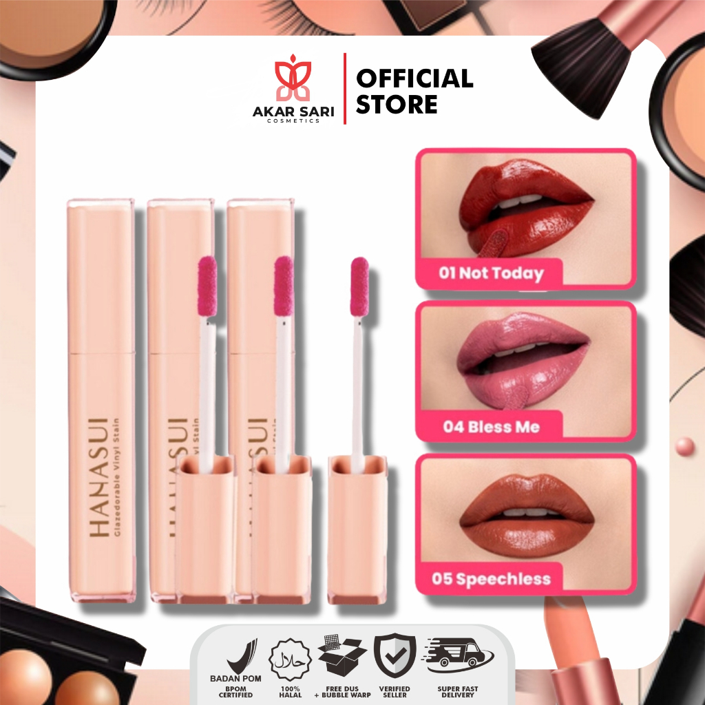 Jual HANASUI GLAZEDORABLE VINYL STAIN - Lip Stain Glossy | Shopee Indonesia