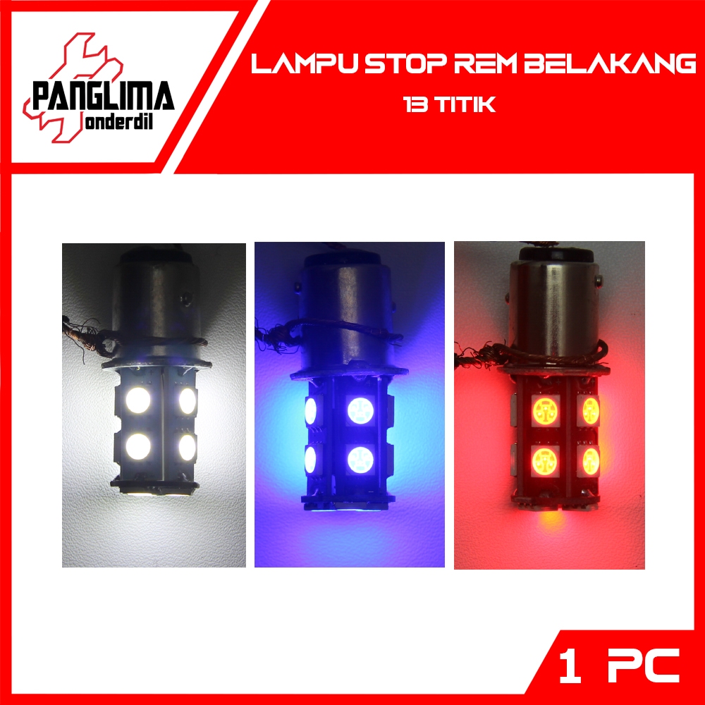 Jual Lampu Stop LED Merah Biru Putih 13 Titik Strobo Rem Belakang Diam Kedap Kedip Kelap Kelip ...