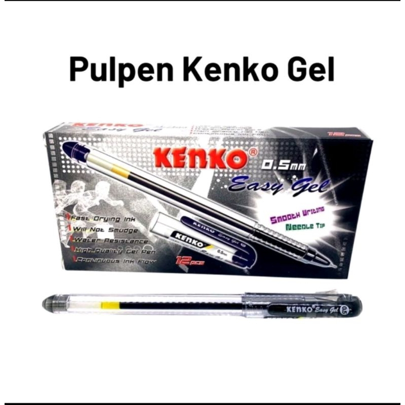 Jual Pulpen Gel Kenko Easy Gel Tinta Hitam 0.5 mm (12pcs) | Shopee Indonesia