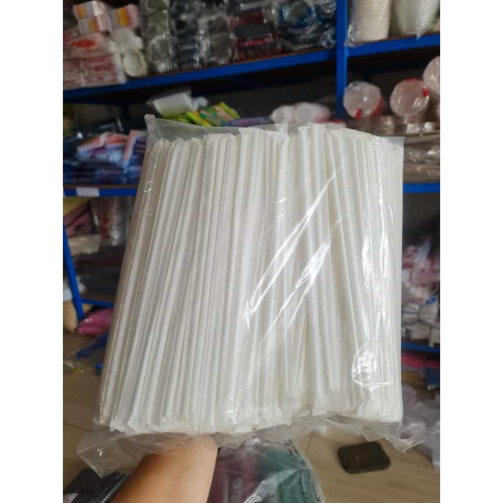 Jual sedotan pipet minuman bengkok steril kertas isi 500pcs warna hitam ...