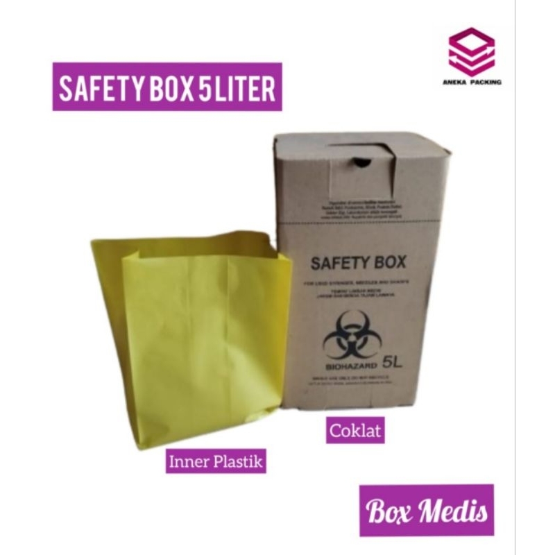 Jual Safety Box 5 Liter ( Lengkap)/Coklat/Kuning/Gloosy/Tempat Sampah Medis/Limbah Medis ...