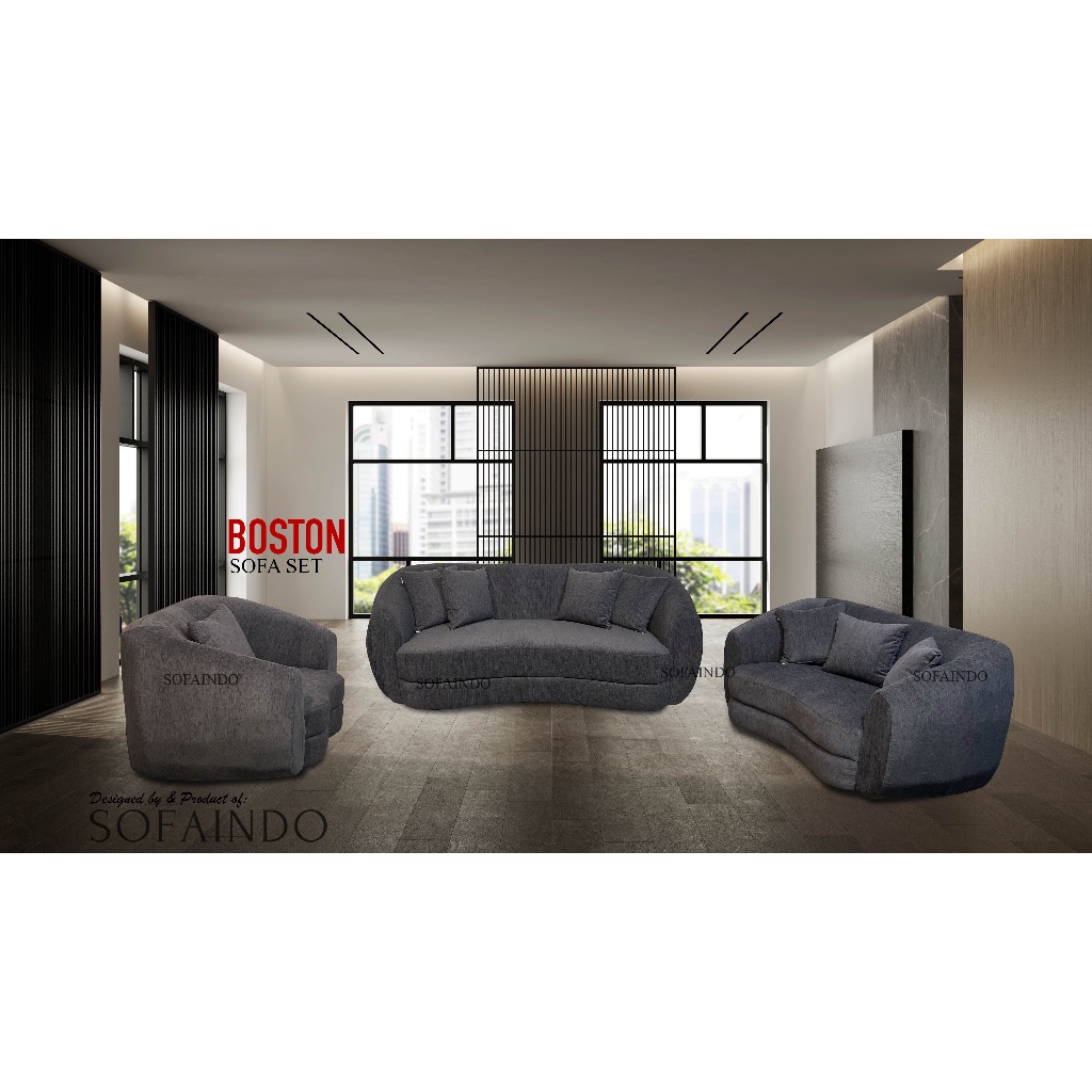 Jual Sofaindo Sofa Set 321 - BOSTON ( Grey Bisa Satuan Bergaransi Sofa ...