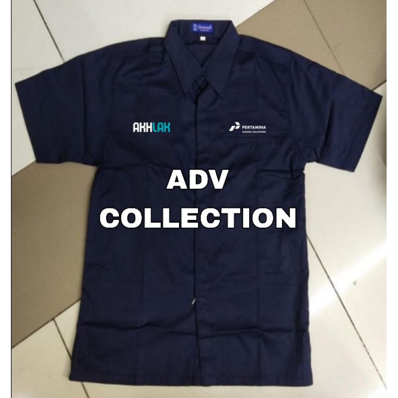 Jual Kemeja Pertamina Marine Solutions Akhlak Navy Lengan Pendek Pria ...