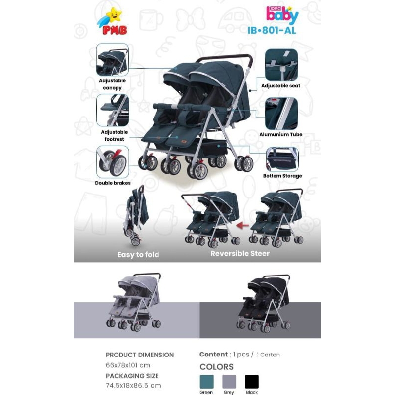 Jual (bubble) STROLLER BAYI KERETA DORONG ANAK KEMBAR TWINS IORA BABY ...