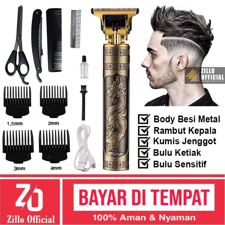 Jual ZILLO Alat Mesin Cukur Rambut Elektrik Cas Hair Clipper Pencukur Rambut Set Multifungsi ...