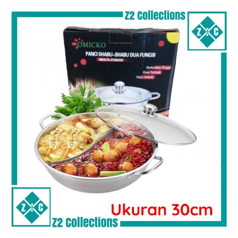 Jual Omicko panci shabu shabu 30cm hotpot suki pan dua fungsi panci ...